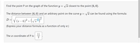 Solved Find The Point P On The Graph Of The Function Y X Chegg