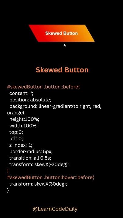 skewed button effect using html and css hover effect on button tutorial viralvideo