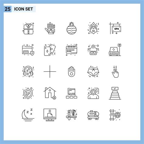 Editable Vector Line Pack Of 25 Simple Lines Of Data Spa Pineapple Sign Romance Editable Vector