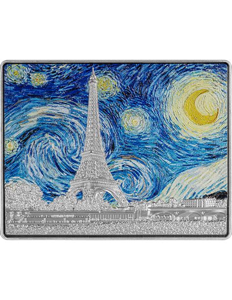 Starry Night In Paris Colored 1 Oz Silver 14 Oz Copper Coin 5000 Fc