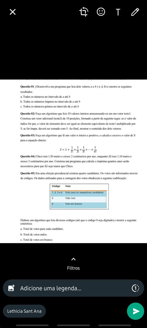 exercícios de algoritmo Algoritmos