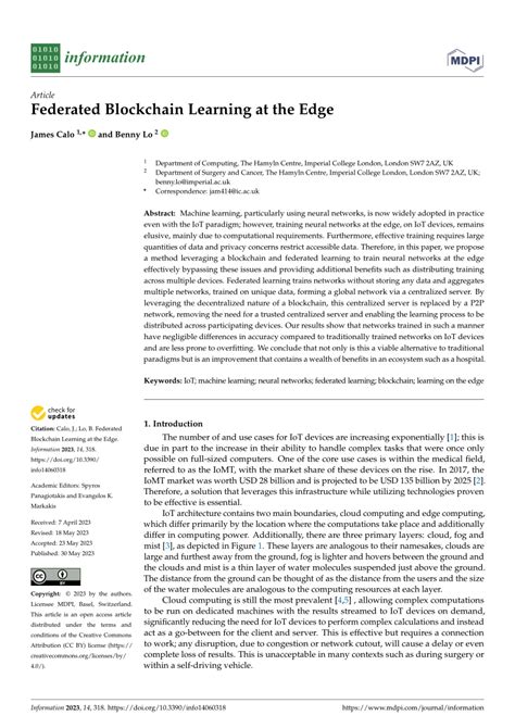 Pdf Federated Blockchain Learning At The Edge