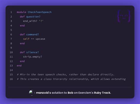 Manzoids Solution For Bob In Ruby On Exercism