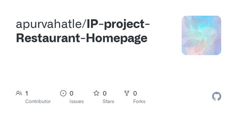 GitHub Apurvahatle IP Project Restaurant Homepage