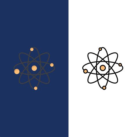 Atom Chemistry Molecule Laboratory Icons Flat And Line Filled Icon Set Vector Blue Background