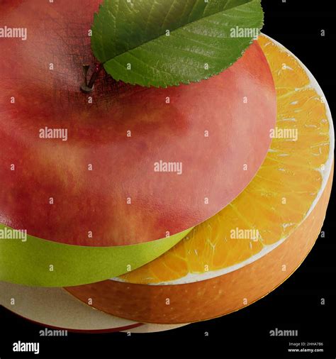 3d Rendering Of Fresh Oranges And Apples With Clear Background Stock