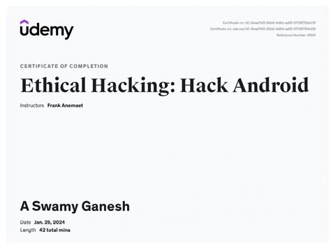 Udemy 😊i Have A Small Certification For Android Hacking Metasploit
