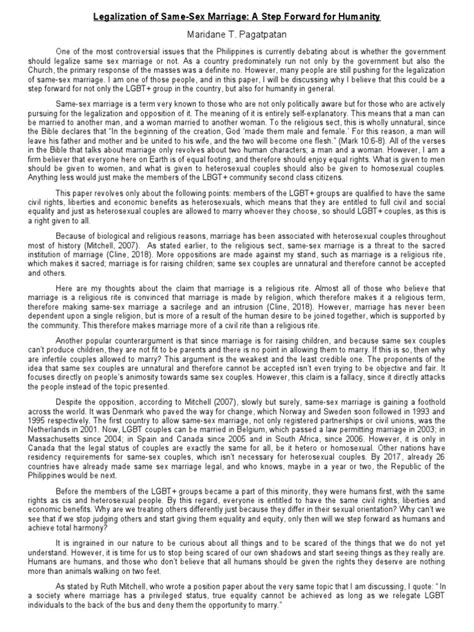 Position Paper Same Sex Marriage2 1 Download Free Pdf Marriage Same Sex Marriage
