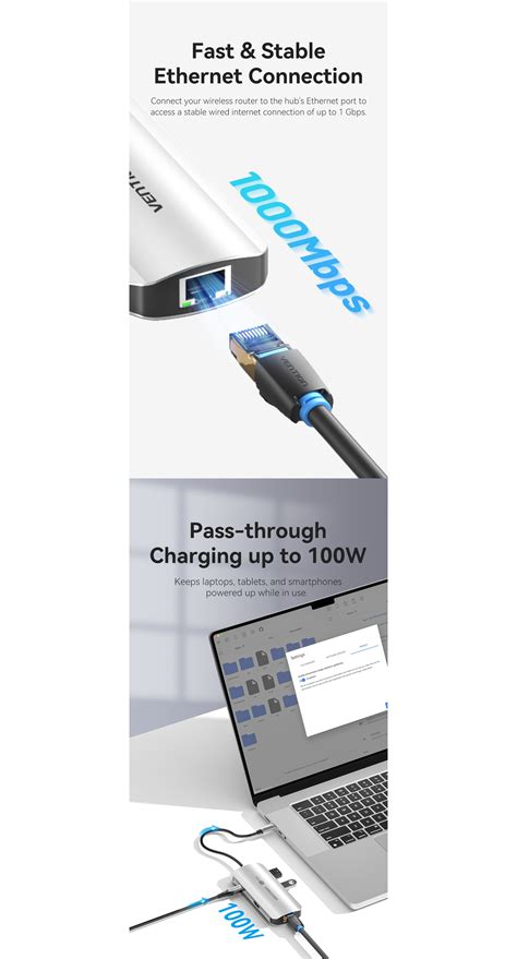 Vention USB C Hub In Type C K Hz HDMI VGA USB Ports USB C To RJ Ethernet Docking
