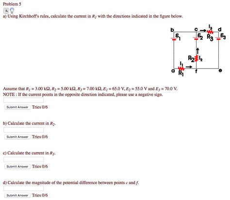 Solved Problem A Using Kirchhoff S Rules Calculate The Chegg Com
