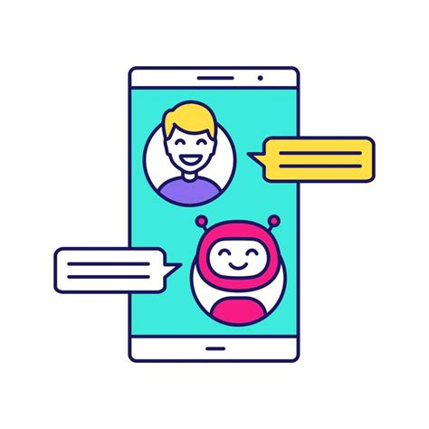 Support Chatbot Color Icon Messenger Bot Modern Robot Virtual Assistant Chat Bot Man