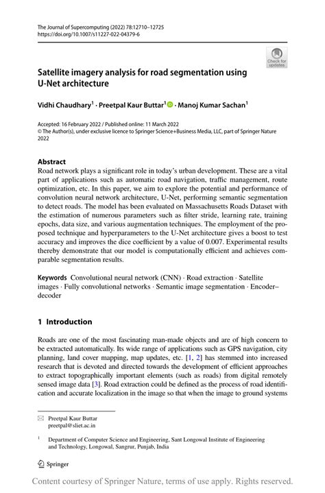 Satellite Imagery Analysis For Road Segmentation Using U Net