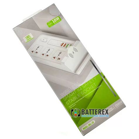 Сетевой фильтр удлинитель Bkl 20 White на 3 розетки C Usb портами и беспроводной зарядкой 10w