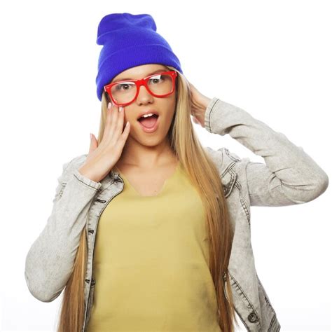 Premium Photo Young Cute Smiling Hipster Girl