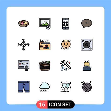 16 Thematic Vector Flat Color Filled Lines And Editable Symbols Of Holiday Bubble Atom Messages