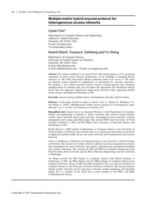 Pdf Multiple Metric Hybrid Anycast Protocol For Heterogeneous Access Networks