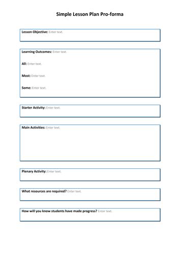 Lesson Plan Pro Formas By Tes Resource Team Teaching Resources Tes