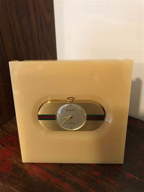 Gucci Vintage Gucci Table Clock 1 Lucite And Brass Catawiki
