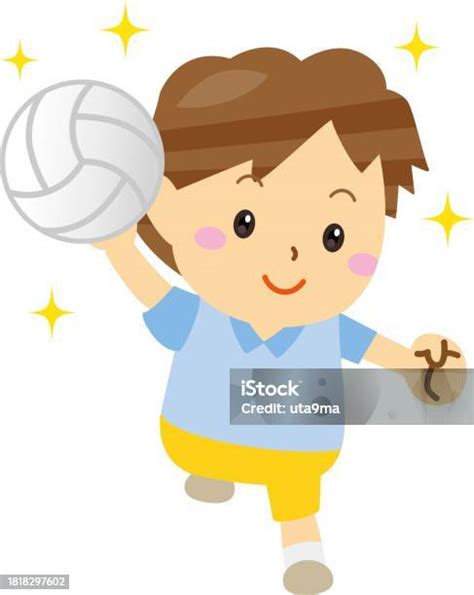 웃는 얼굴로 배구를 하는 쾌활한 사람의 그림 일러스트 소재 경기 스포츠에 대한 스톡 벡터 아트 및 기타 이미지 경기 스포츠