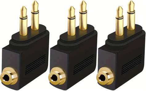 Dual 35mm Male To 35mm Female Airplane Headphone Adapter