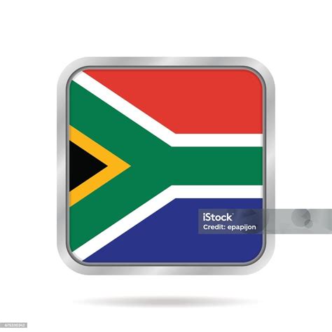 남아 프리 카 공화국의 국기입니다 금속 회색 사각형 버튼입니다 3차원 형태에 대한 스톡 벡터 아트 및 기타 이미지 3차원 형태 검은색 국가 지리적 지역 Istock