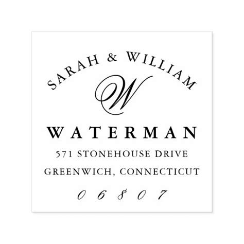 elegant script monogram return address self inking stamp