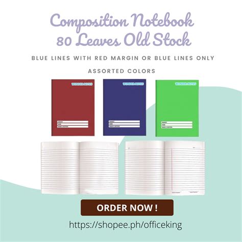 Composition Notebook 80 Leaves Blue Lines Or With Red Margin Shopee Philippines