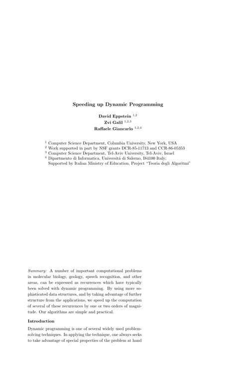 Pdf Speeding Up Dynamic Programming