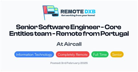 Senior Software Engineer Core Entities Team Remote From Portugal At