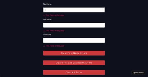 React Hook Form V7 Ts Clearerrors Codesandbox