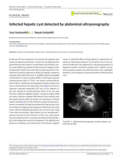 Pdf Infected Hepatic Cyst Detected By Abdominal Ultrasonography