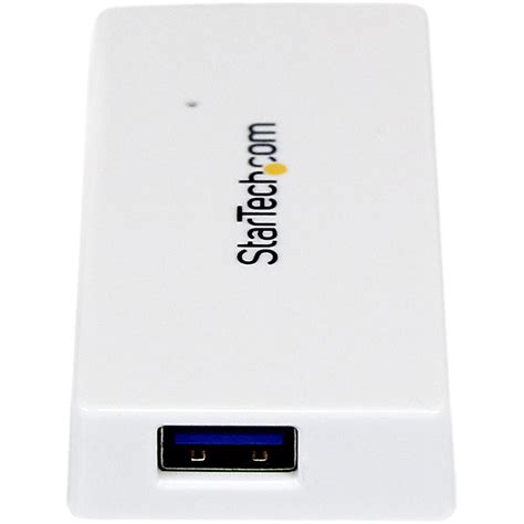 StarTech Com Portable 4 Port SuperSpeed Mini USB 3 0 Hub White 4 Total USB Ports 4 USB 3 0