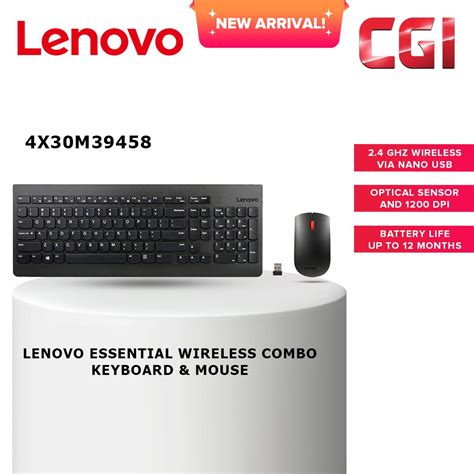Lenovo Essential Wireless Combo Keyboard Mouse US English 103P 4X30M39458 Shopee Malaysia