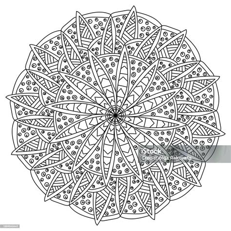 화려한 패턴과 판타지 개요 만다라 성인과 어린이를위한 명상 색칠 페이지 강렬하고 밝은 색상에 대한 스톡 벡터 아트 및 기타