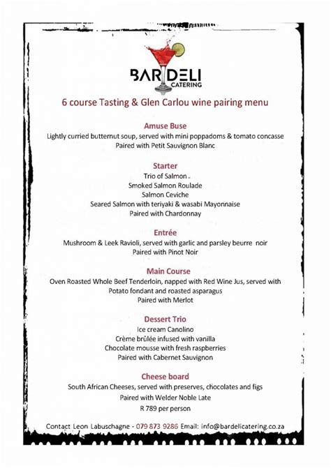 6 Course Meal With Wine Pairing ~ Bardeli Catering