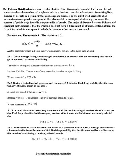 Poisson Distribution Examples Download Free Pdf Poisson Distribution Teaching Mathematics