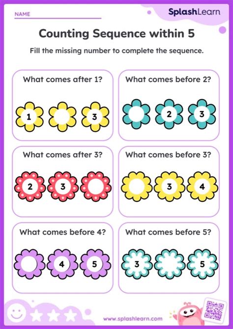 Counting Sequence Within 5 Worksheet