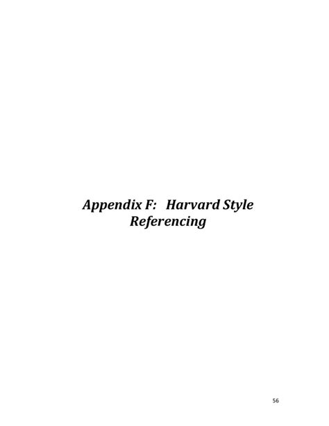 Appendix F Harvard Style Referencing