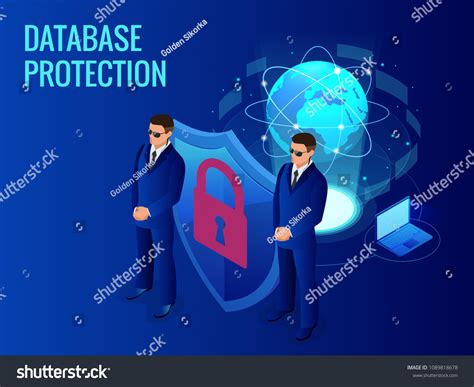 Isometric Database Protection Concept Server Room Stock Vector Royalty Free 1089818678