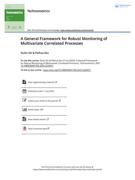 A General Framework For Robust Monitoring Of Multivariate Correlated Processes Pdf Robust