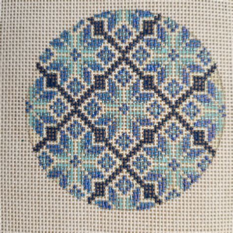 Hand Painted Needlepoint Canvas 3 Round Ornament 18 Mesh Etsy