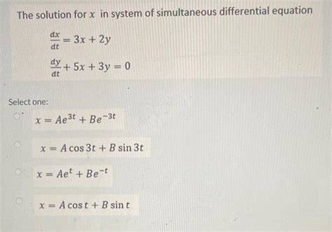 Solved The Solution For X In System Of Simultaneous