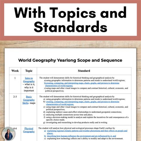 Free World Geography Scope And Sequence Pacing Guide Classful