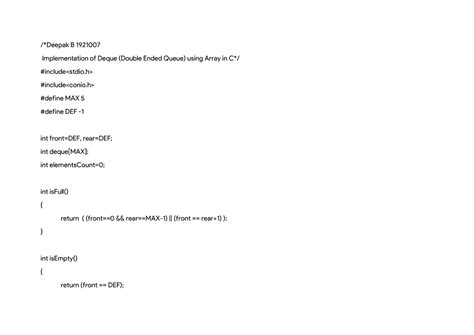 Deque Double Ended Queue Using Array Check Whether The Deque Is
