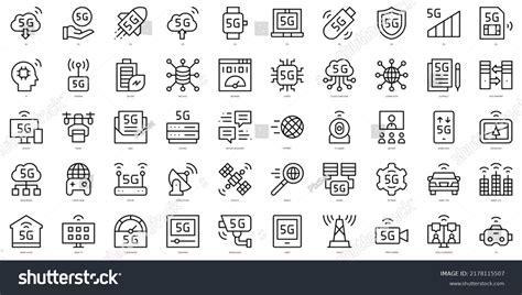 Set Thin Line 5g Icons Vector Stock Vector Royalty Free 2178115507 Shutterstock