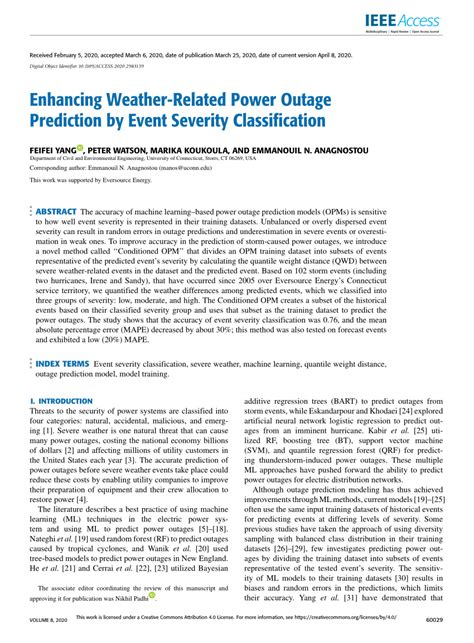 Pdf Enhancing Weather Related Power Outage Prediction By Event Severity Classification