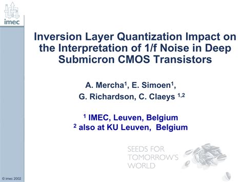 Pdf Inversion Layer Quantization Impact On The Interpretation Of 1 F Noise In Deep Submicron