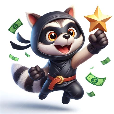 Premium Photo Ninja Raccoon Frenzy Slot Game Character With White