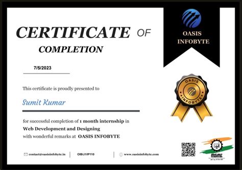 Sumit Kumar Prajapati On Linkedin Thankyou Oasis Infobyte