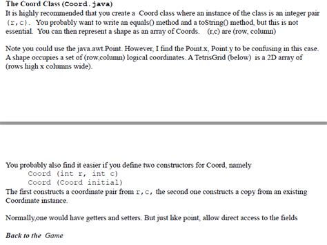 Solved The Coord Class Coordjava It Is Highly
